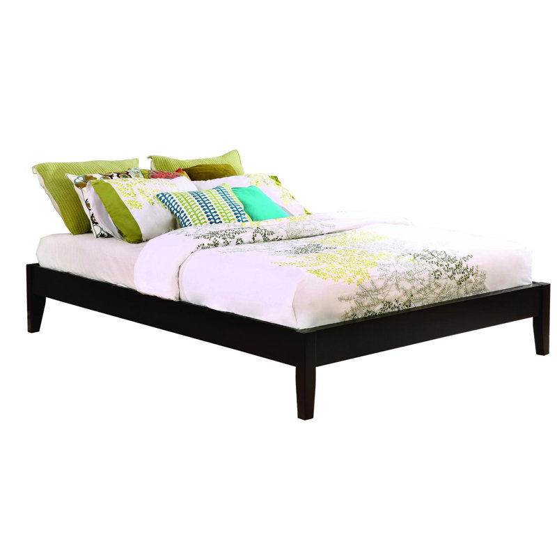 White Noise Wooden California King Size Universal Bed Frame with Tapered Legs Brown Wayfair